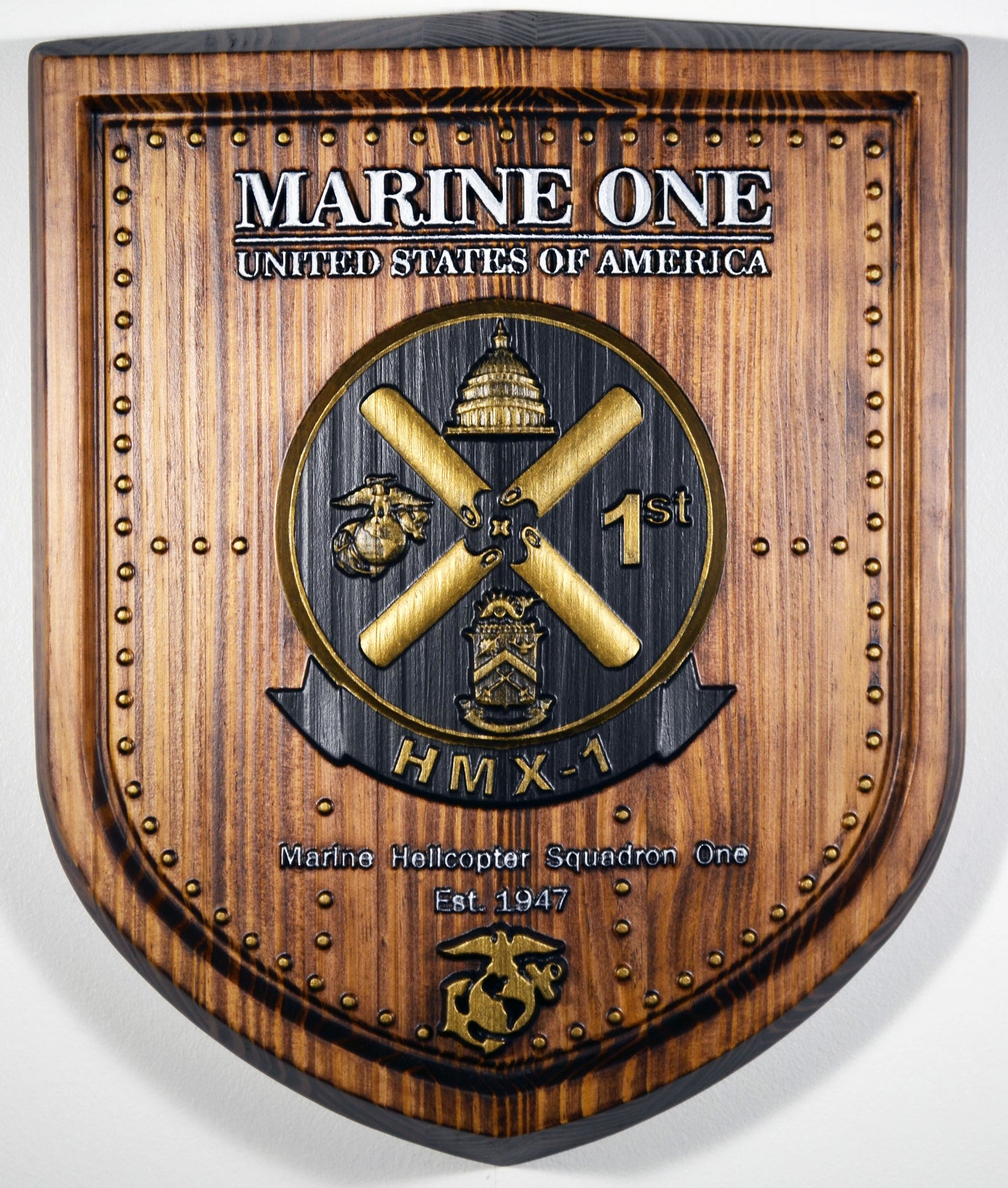 USMC HMX-1, Marine Helicopter Squadron One, 3d wood carving, military ...