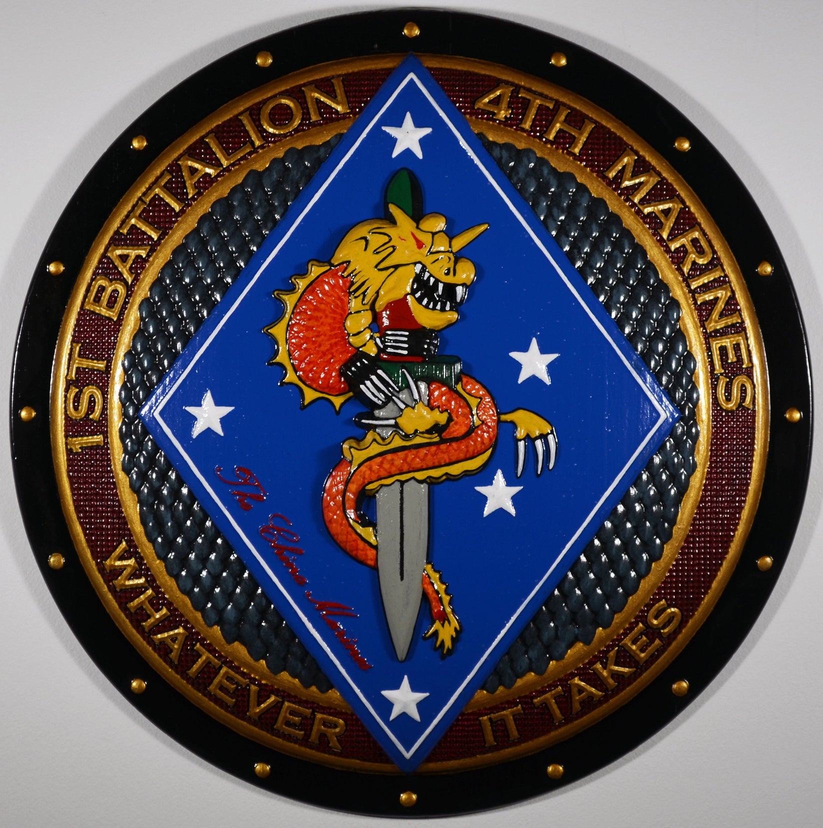 USMC 1st Battalion 4th Marines, CNC 3D wood, Painted Plaque – Carved ...